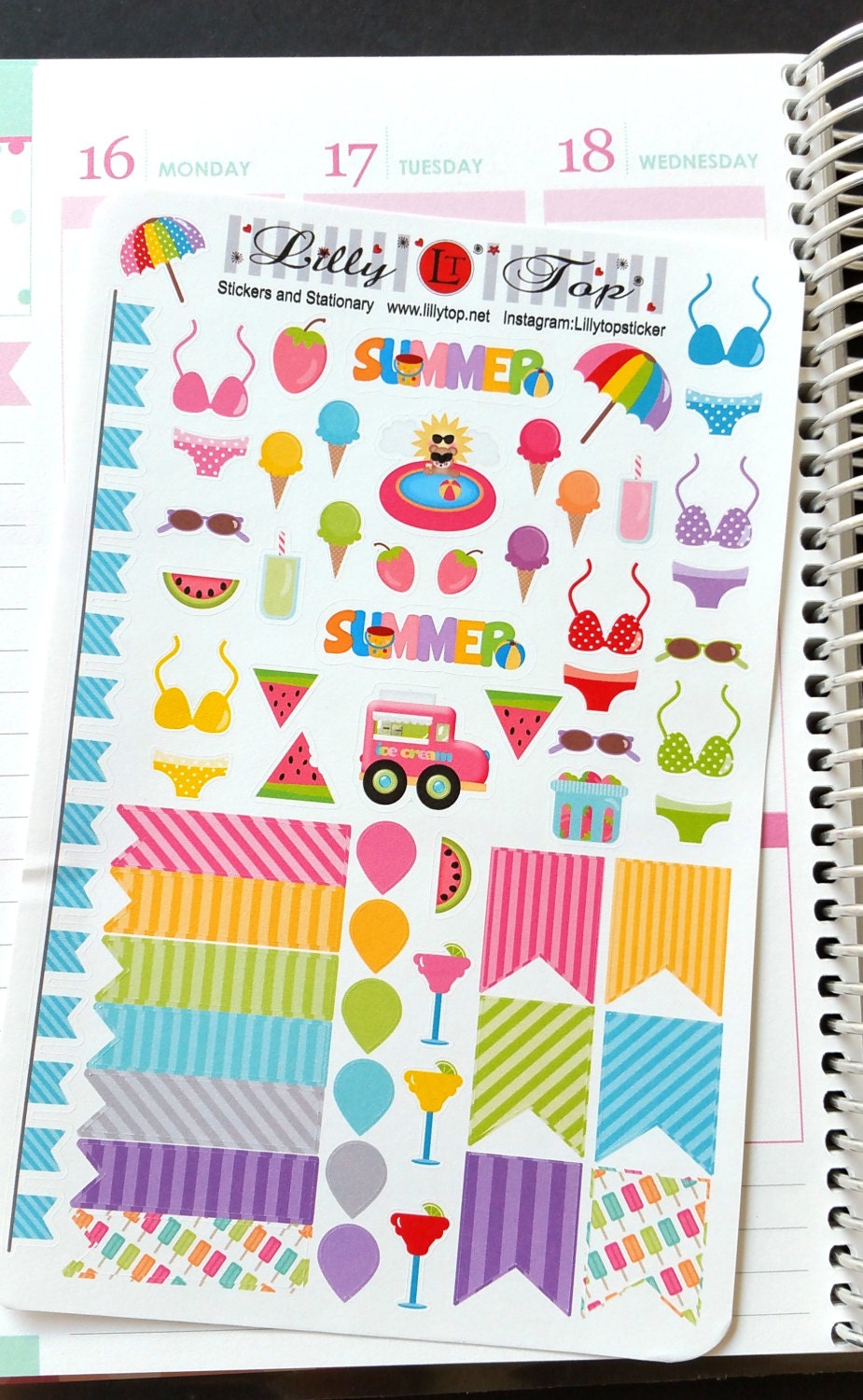 Summer, Stickers, Fits All Common Planners, Kiss Cut, Organizing ...