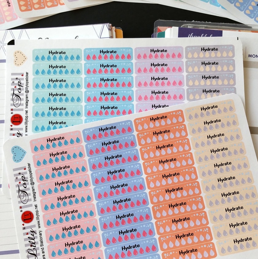 Hydration Tracker Pastel Colors 10 Colors Available Water | Etsy