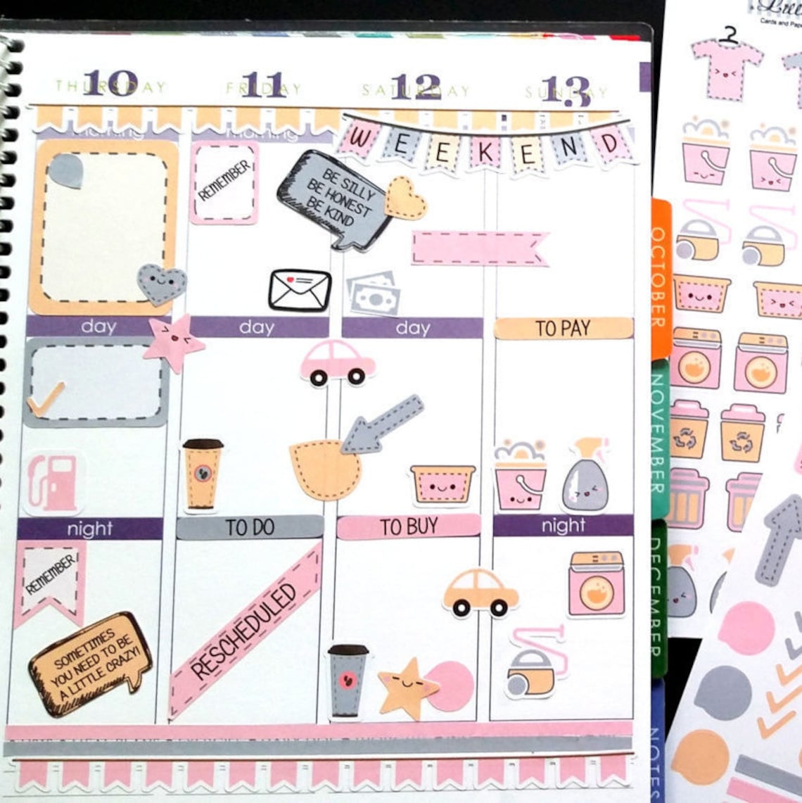 Cleaning StickersOrganizing Stickers BundlePastell | Etsy