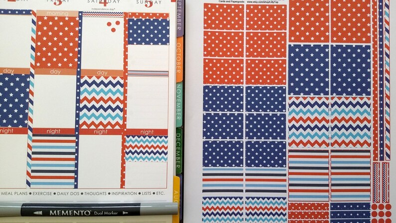 53 Planner Stickers Stars and Stripes 4th of Julycalender - Etsy