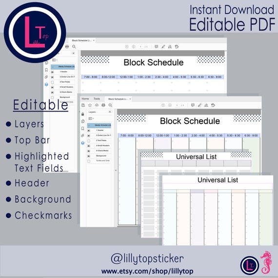 Universal Editable PDF Block Schedule Homeschooling | Etsy