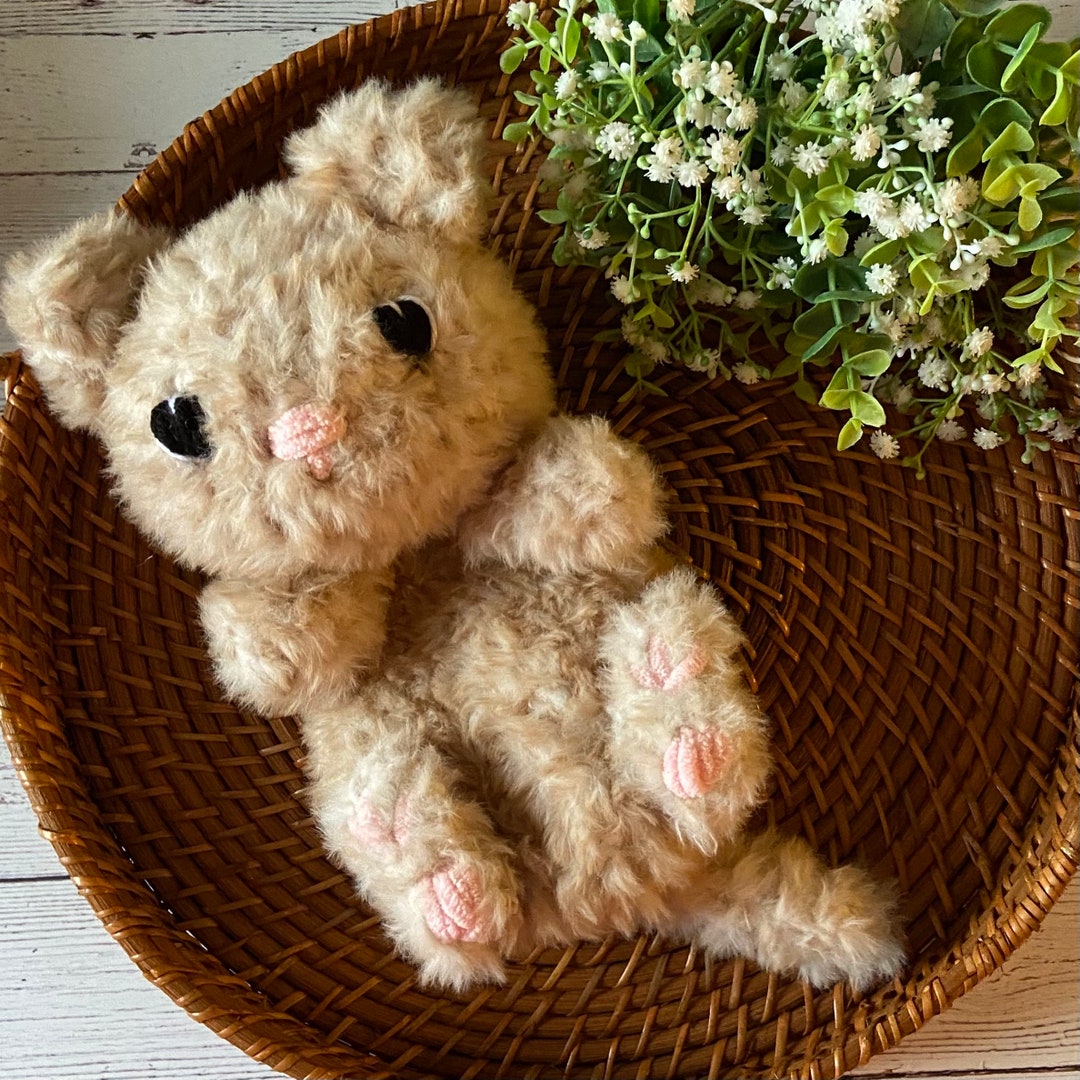 Kitten Lovey Snuggler, Handmade Crochet Stuffie, Tan Kitten Toy ...