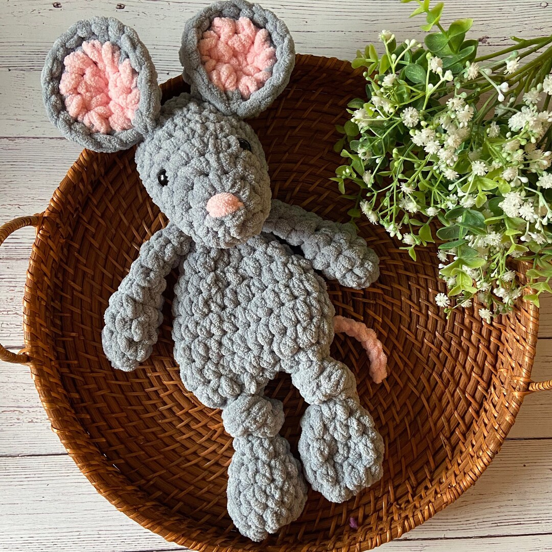 Mouse Lovey Snuggler, Handmade Crochet Stuffie, Grey Mouse Toy - Etsy