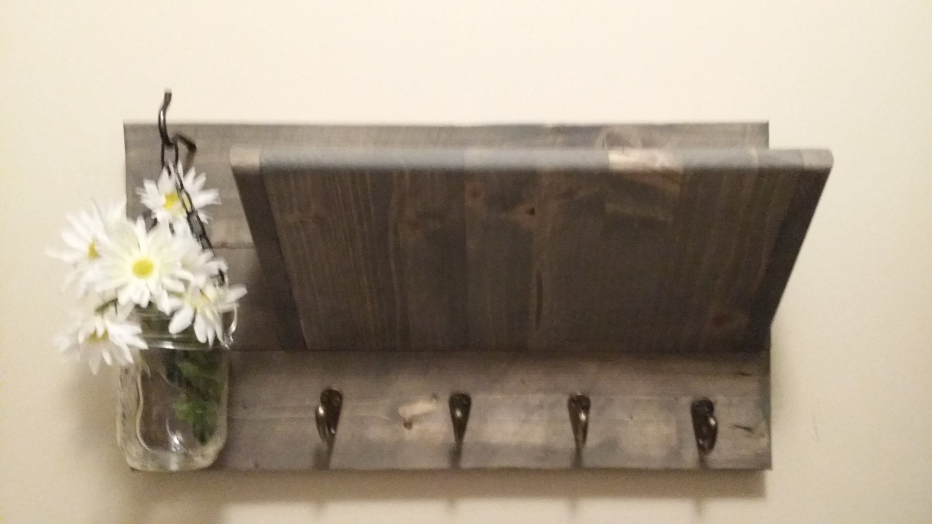 Rustic Mail Holder, Home Decor, Wood Mail Holder, Mail Organizer, Key ...