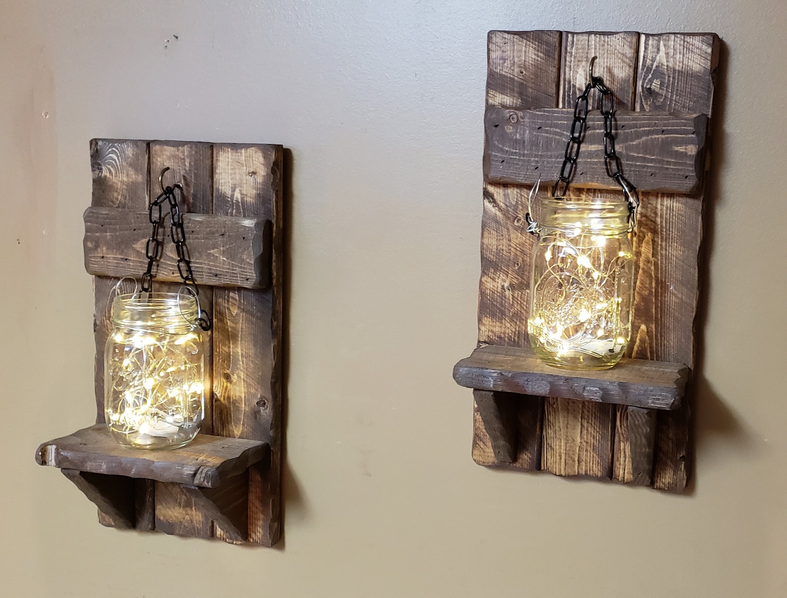 Rustic Wood Mason Jar Candle Shelf, Farmhouse Decor - Etsy