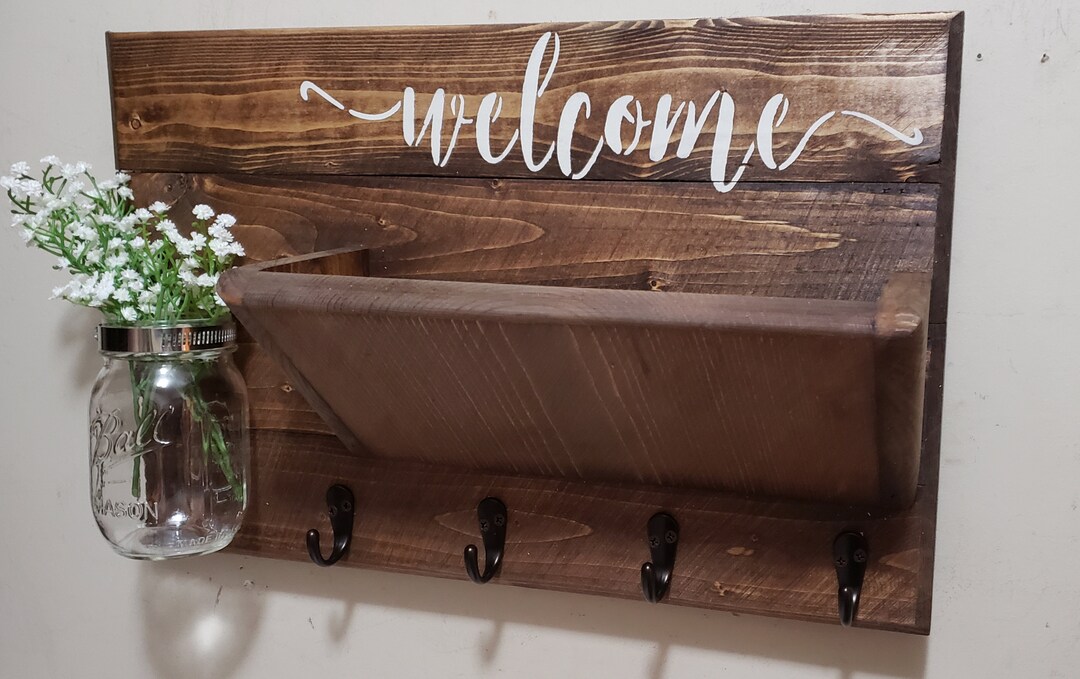 Rustic Key Rack, Country Home Decor, Mail Holder, Rustic , Home Gift ...