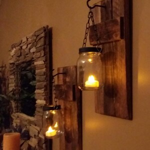 Rustic Home Decor, Mason Jar Candle Holder, Rustic Decor, Sconce Candle ...