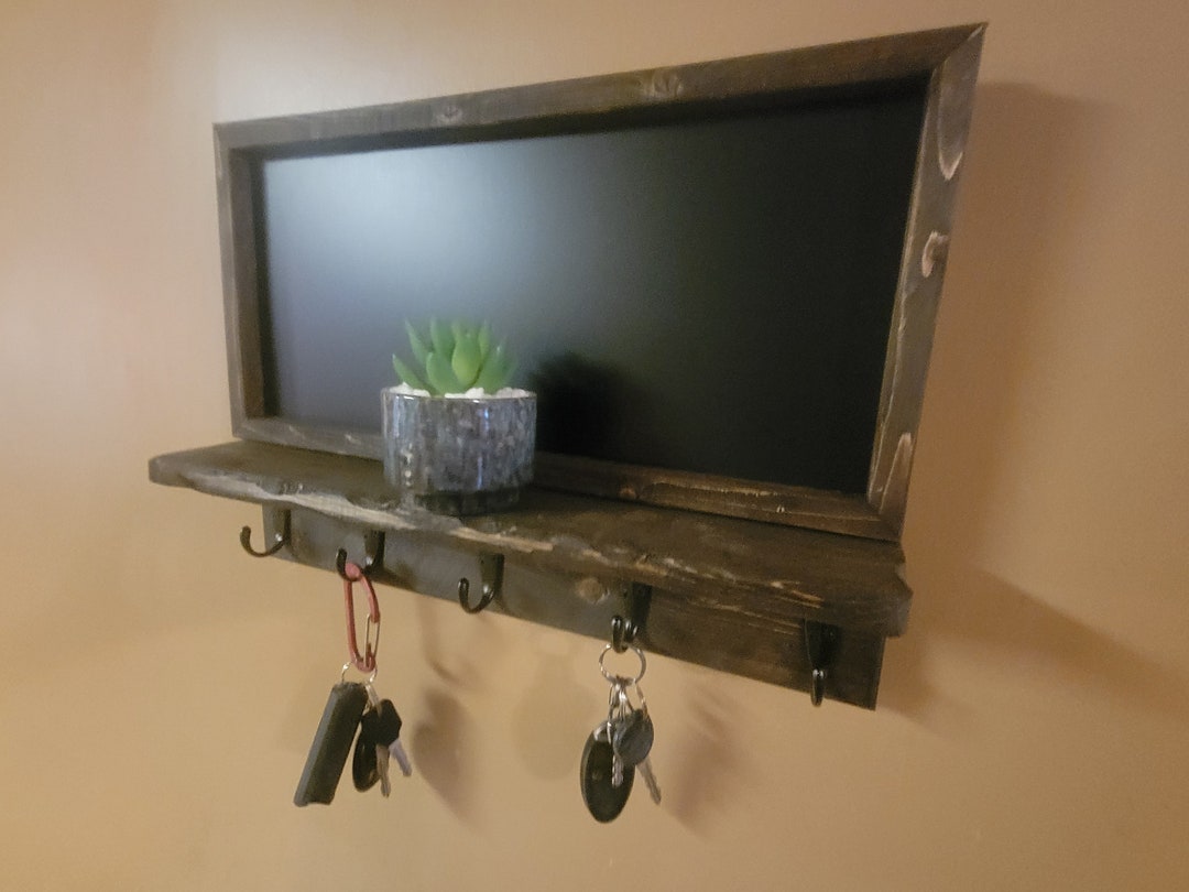 Chalkboard Shelf, Rustic Key Holder, Chalkboard , Rustic Home Decor, Farmhouse Decor, Chalkboard ...