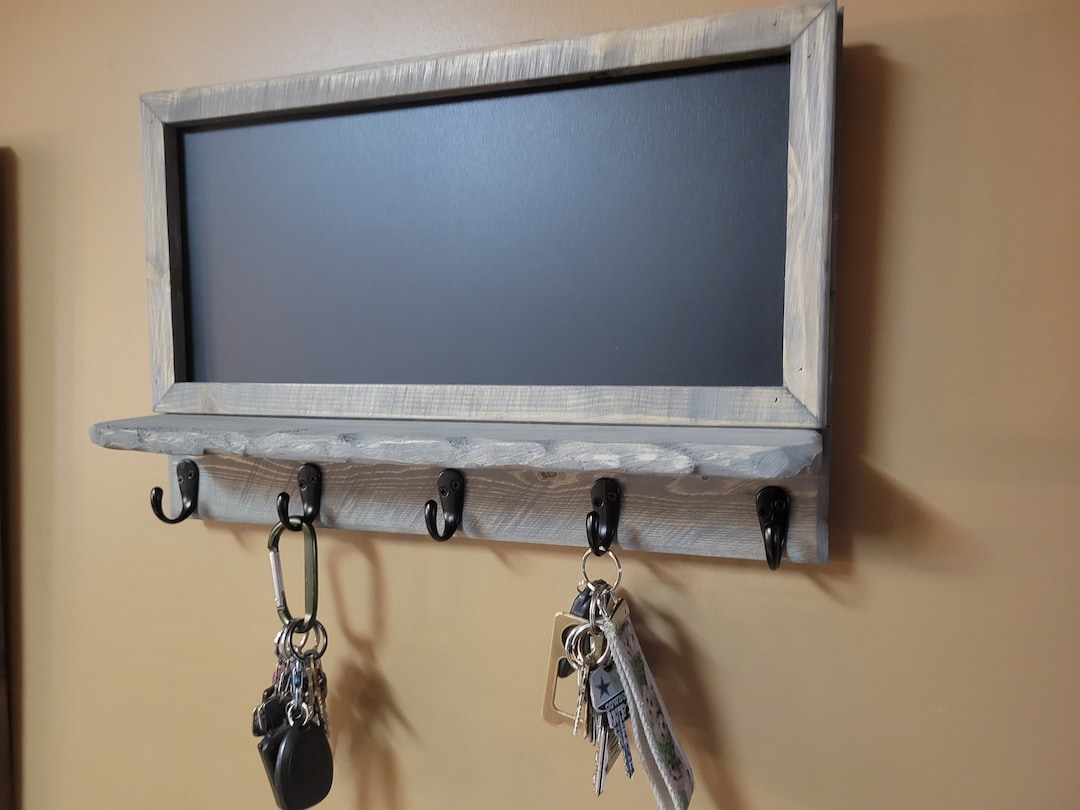 Key Rack Message Board, Rustic Key Holder, Chalkboard , Rustic Home ...