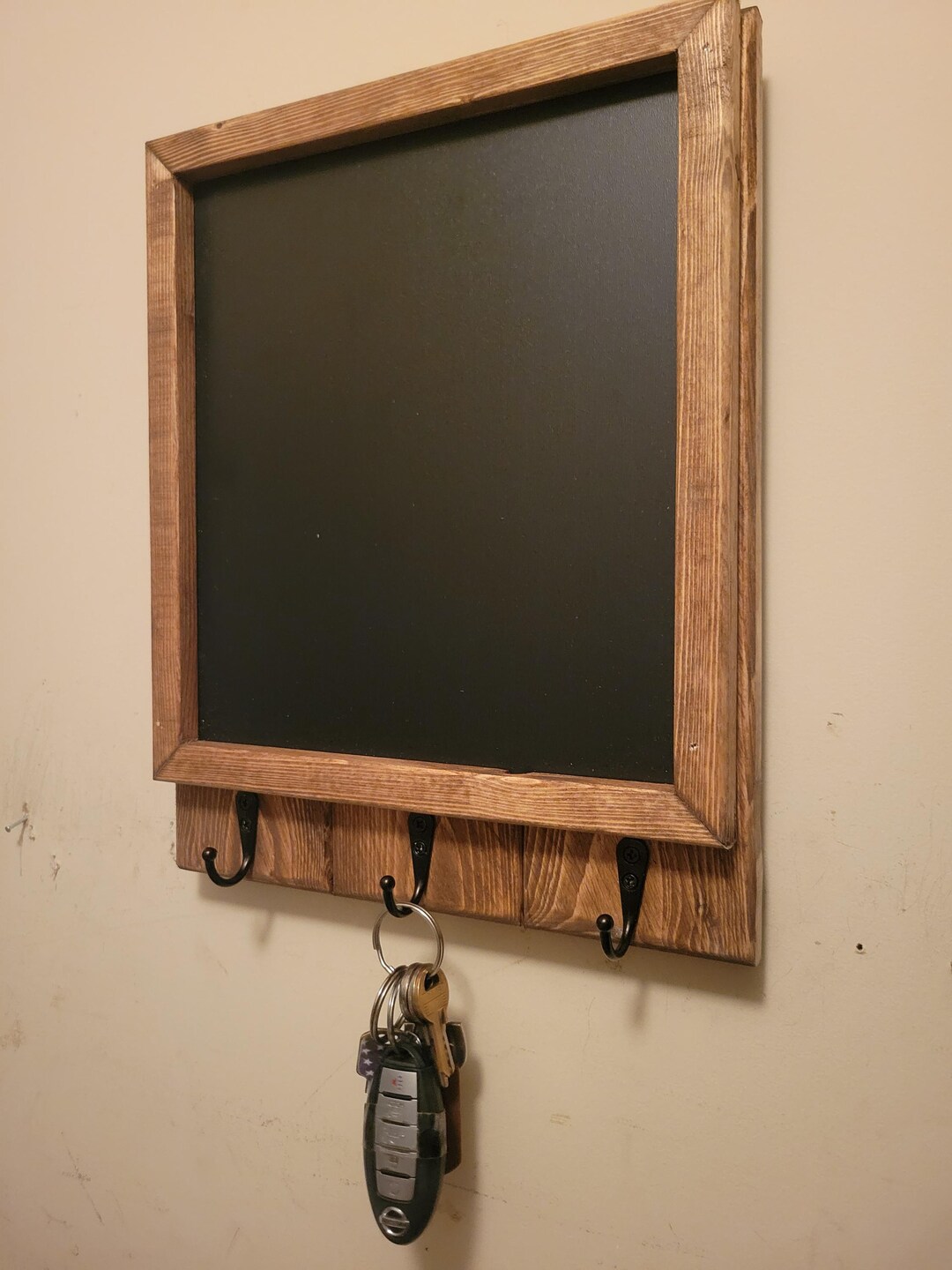 Reclaimed Wood Chalkboard Key Holder, Rustic Farmhouse Decor, Message ...