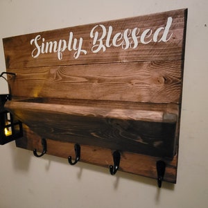 Simply Blessed ,wall Decor, Key Rack, Mail Holder, Key Holder, Home ...