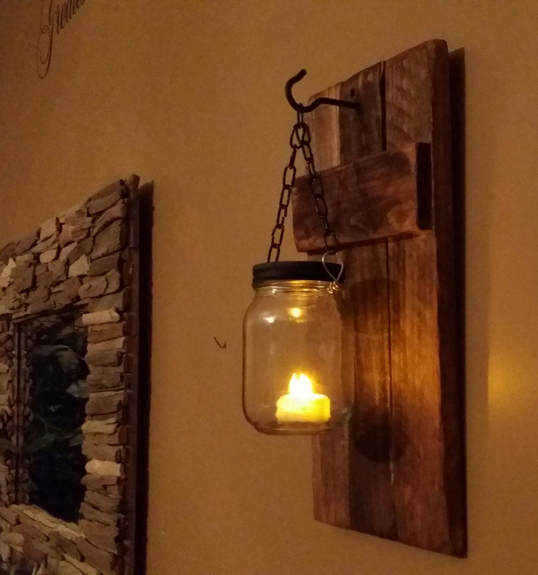 Rustic Home Decor, Mason Jar Candle Holder, Rustic Decor, Sconce Candle ...