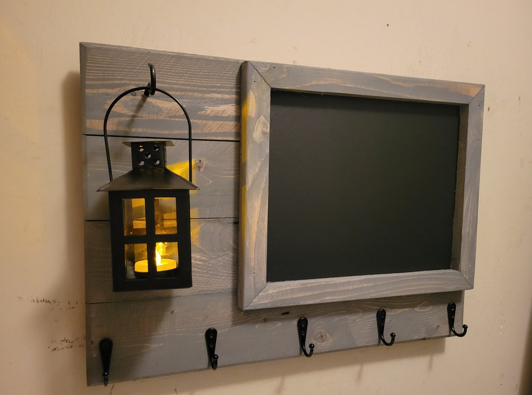 Message Board, Key Holder, Rustic Key Holder, Chalkboard , Rustic Wood ...
