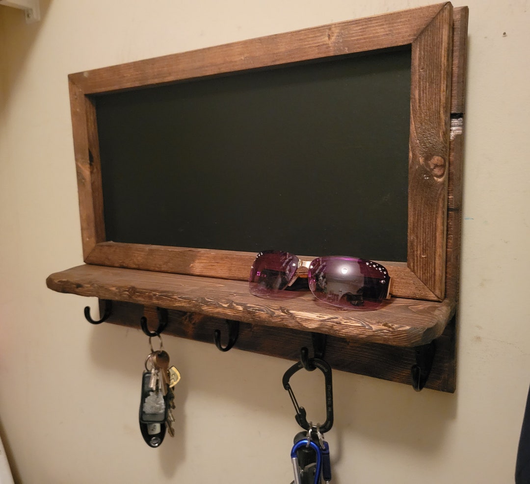 Chalkboard Key Rack, Rustic Key Holder, Chalkboard , Rustic Home Decor ...