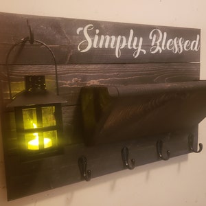 Simply Blessed ,wall Decor, Key Rack, Mail Holder, Key Holder, Home ...