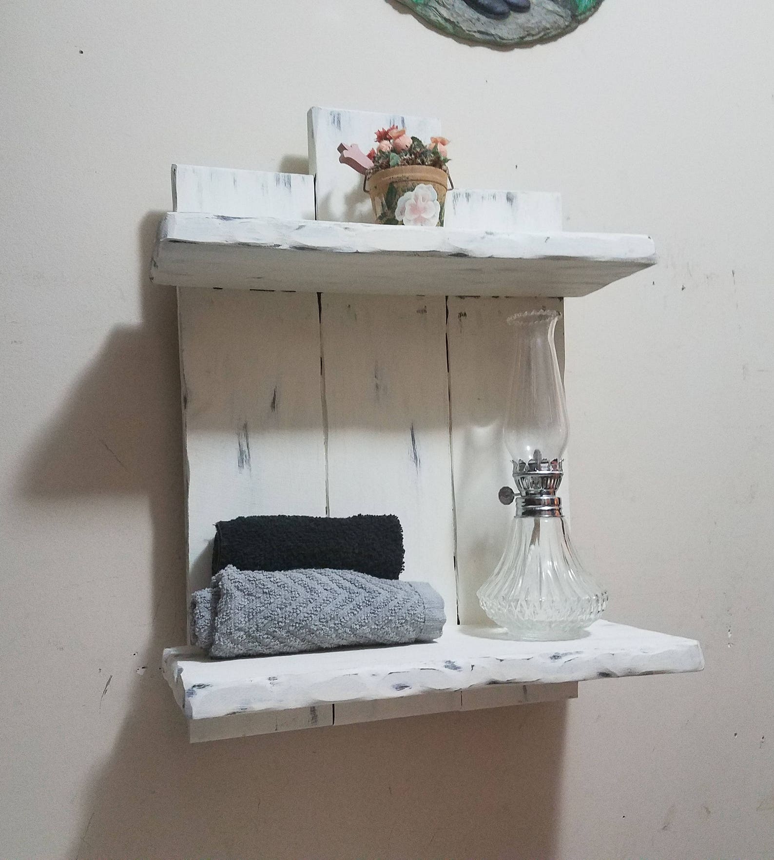 Farmhouse Decor, Distressed Shelf Rustic Bath Shelf, Wood Shelf ...