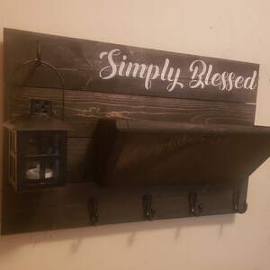 Simply Blessed ,wall Decor, Key Rack, Mail Holder, Key Holder, Home ...