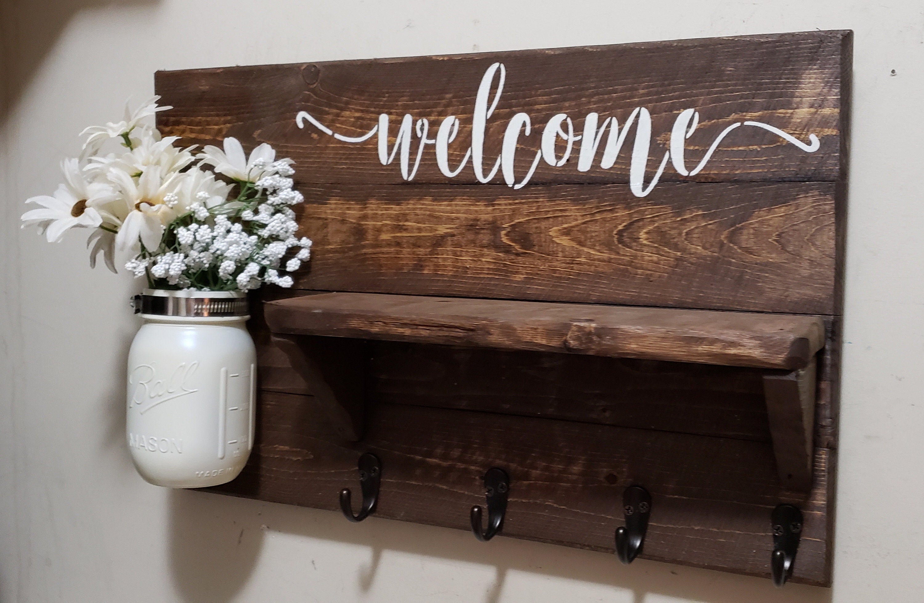 Wall Decor Wall Hangings Rustic Home Decor Rustic Key Holder shelf ...