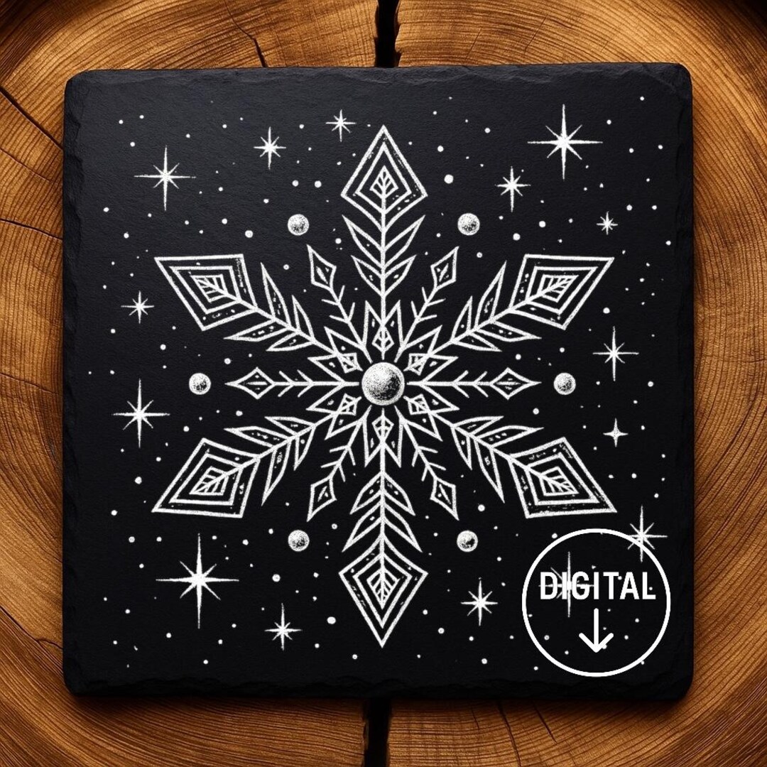 Snowflake Laser File – PNG Engraving File for Slate & Wood | Image ...