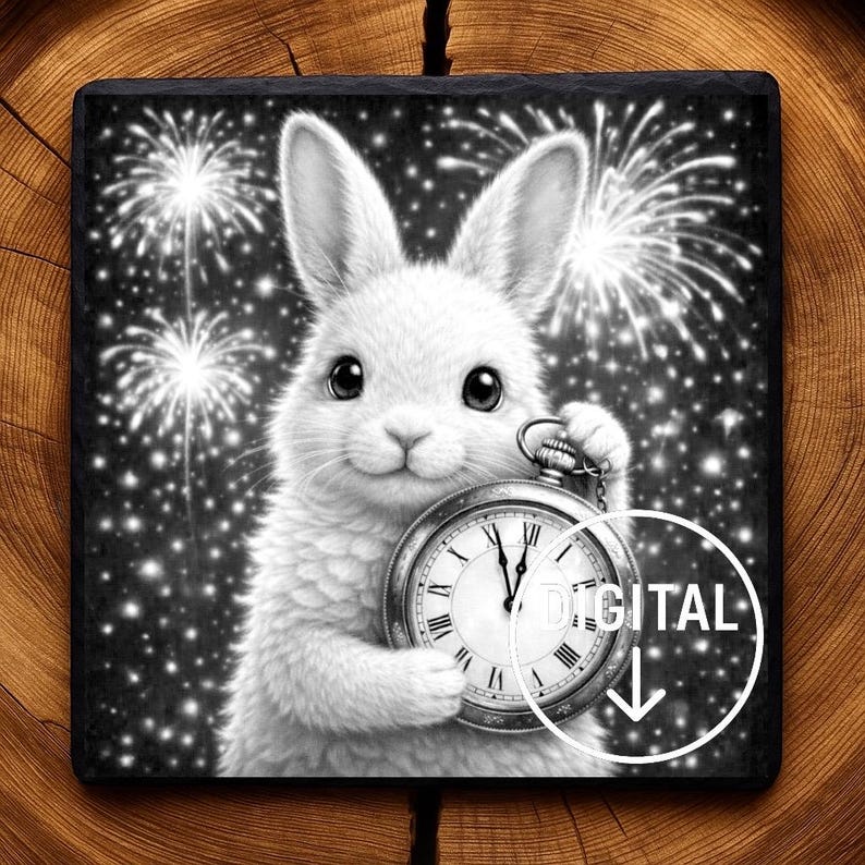 Laser File Rabbit New Year's Eve/party – Engraving File PNG for Slate ...