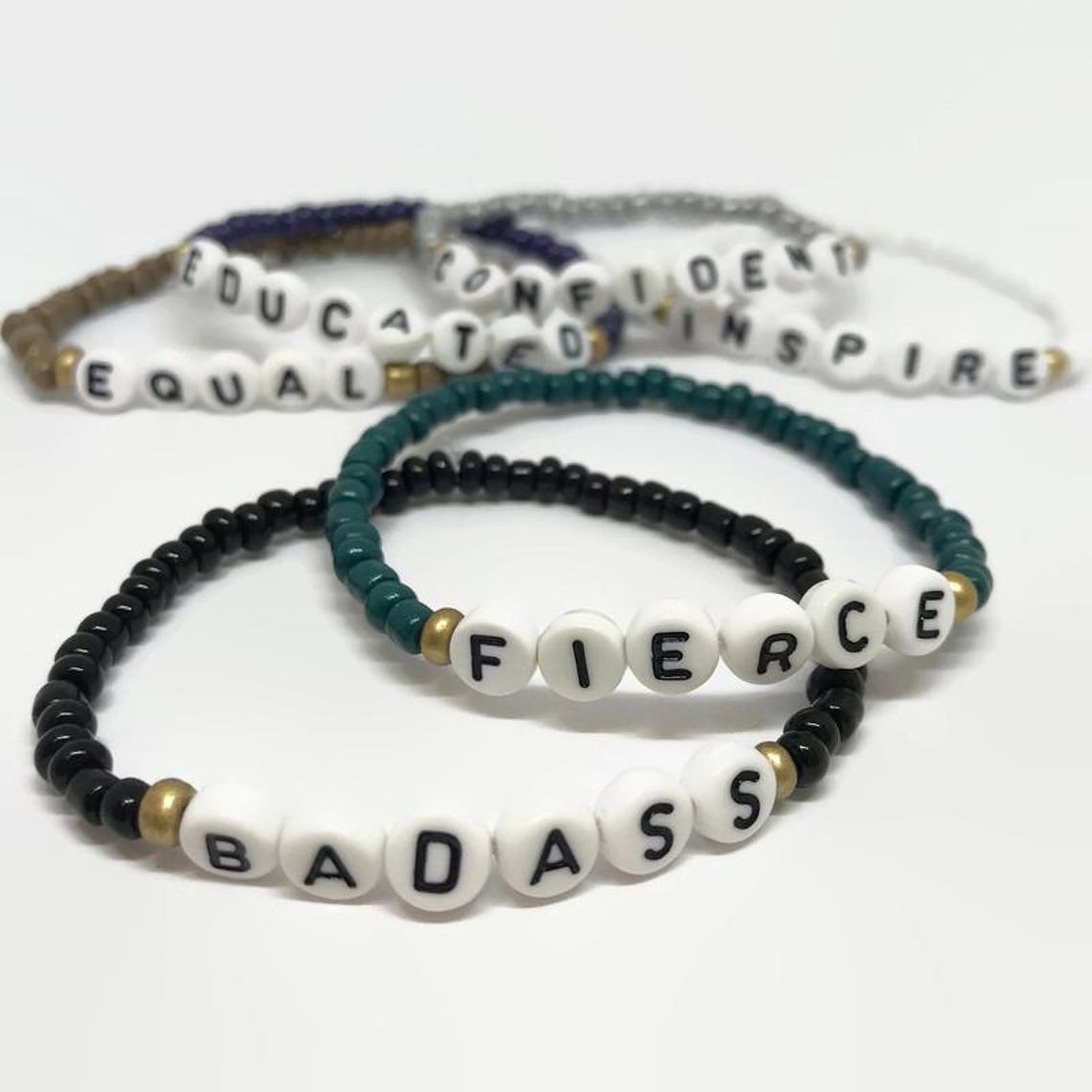 Custom Word Bracelet | Inspirational Beaded Message Bracelet - Etsy