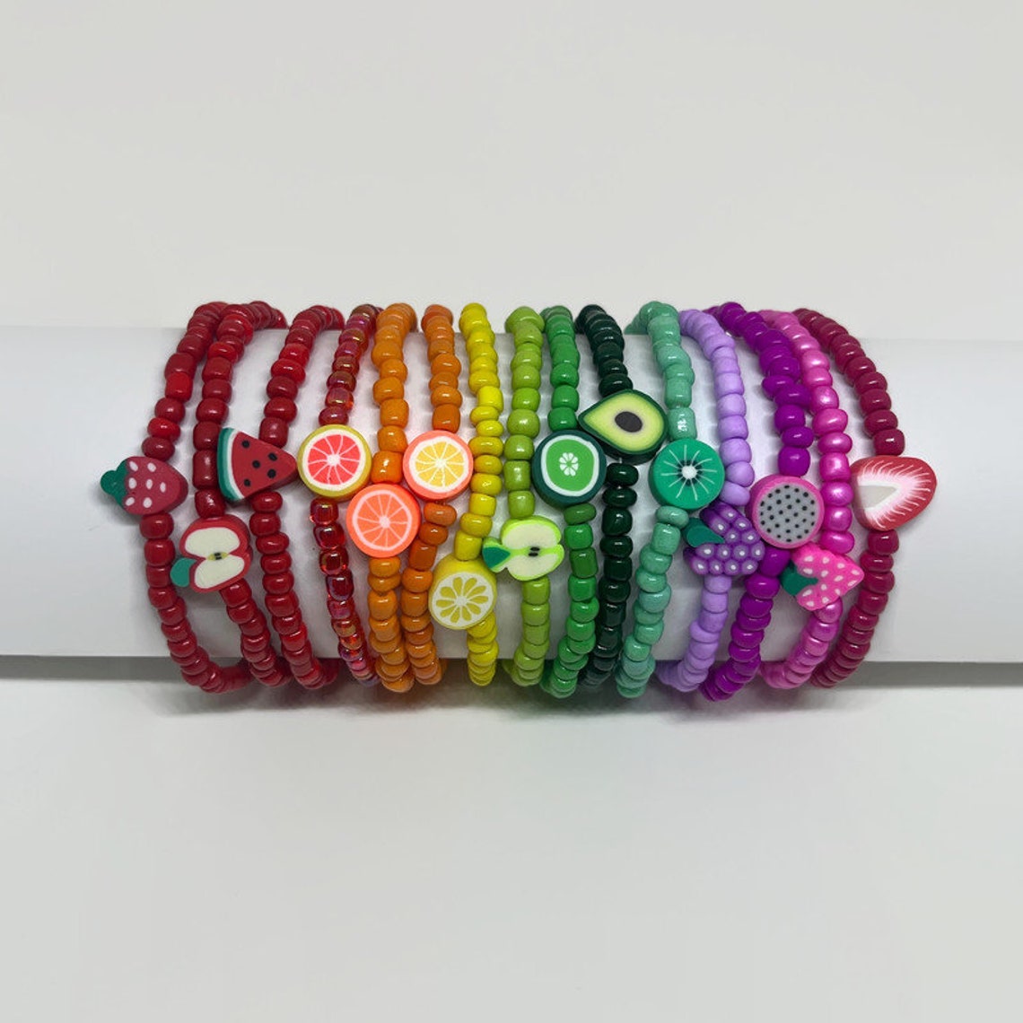 Fruit Bracelet / Clay Fruit Bracelet / Beaded Bracelet / - Etsy