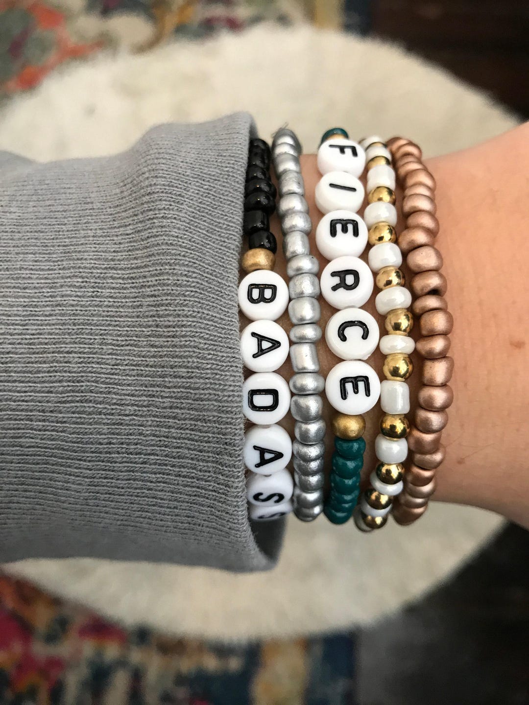 Custom Word Bracelet | Inspirational Beaded Message Bracelet - Etsy