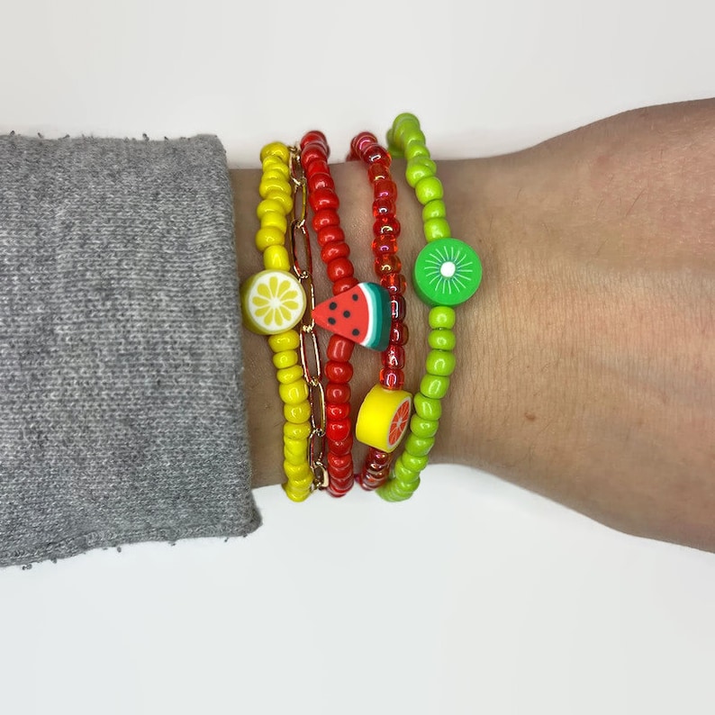 Fruit Bracelet / Clay Fruit Bracelet / Beaded Bracelet / - Etsy