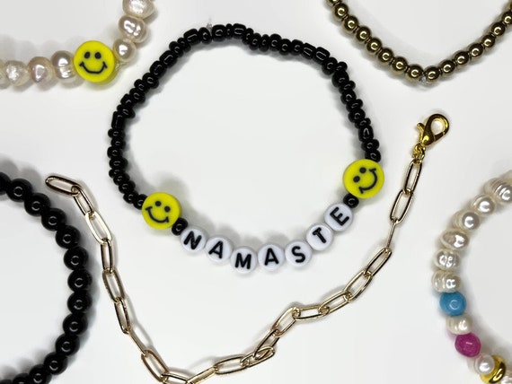 Namaste Happy / Happy Bracelet /smiley Face Bracelet / Namaste - Etsy