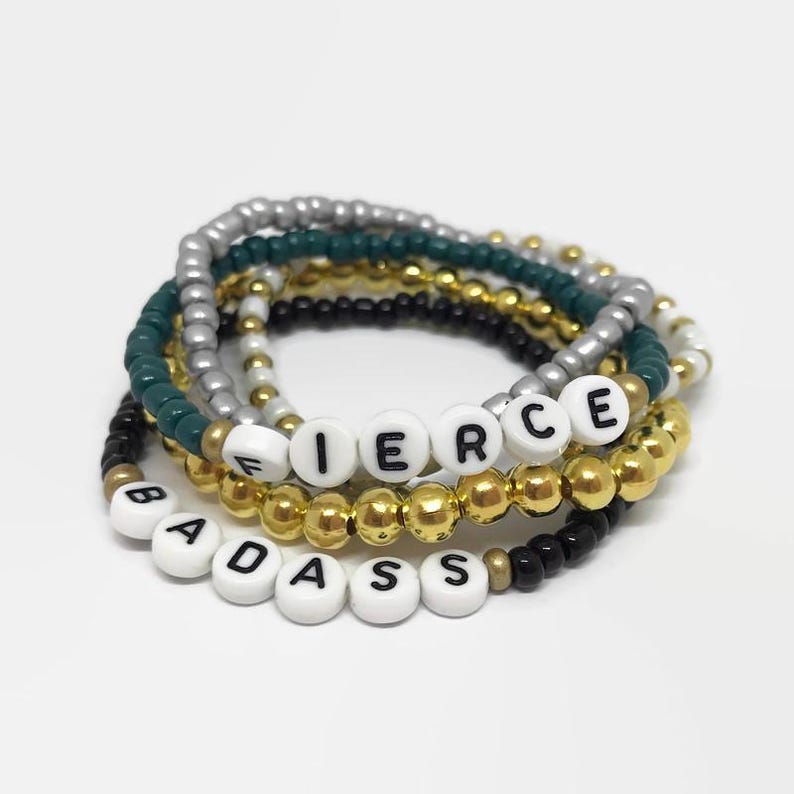 Custom Word Bracelet | Inspirational Beaded Message Bracelet - Etsy