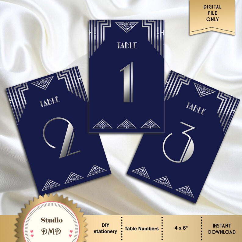 Great Gatsby Art Deco Table Cards Table Numbers Table - Etsy