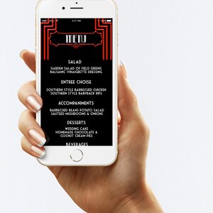 Printable Menu Template, Birthday or Wedding Menu, Art Deco Great ...