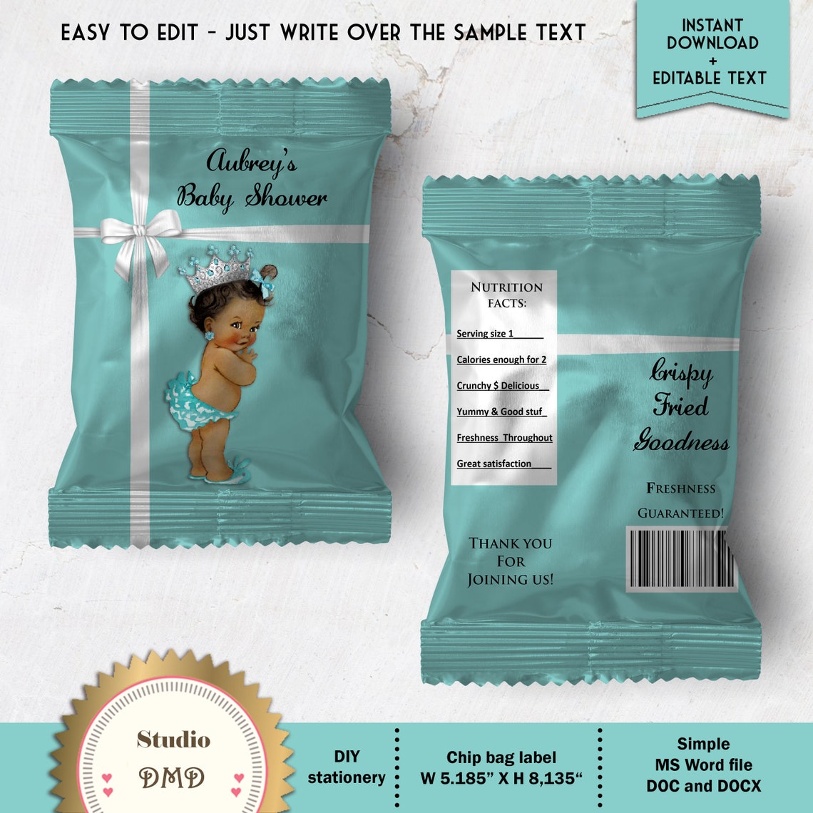 Printable Chip Bag Wrapper Labels Princess Royal Baby - Etsy