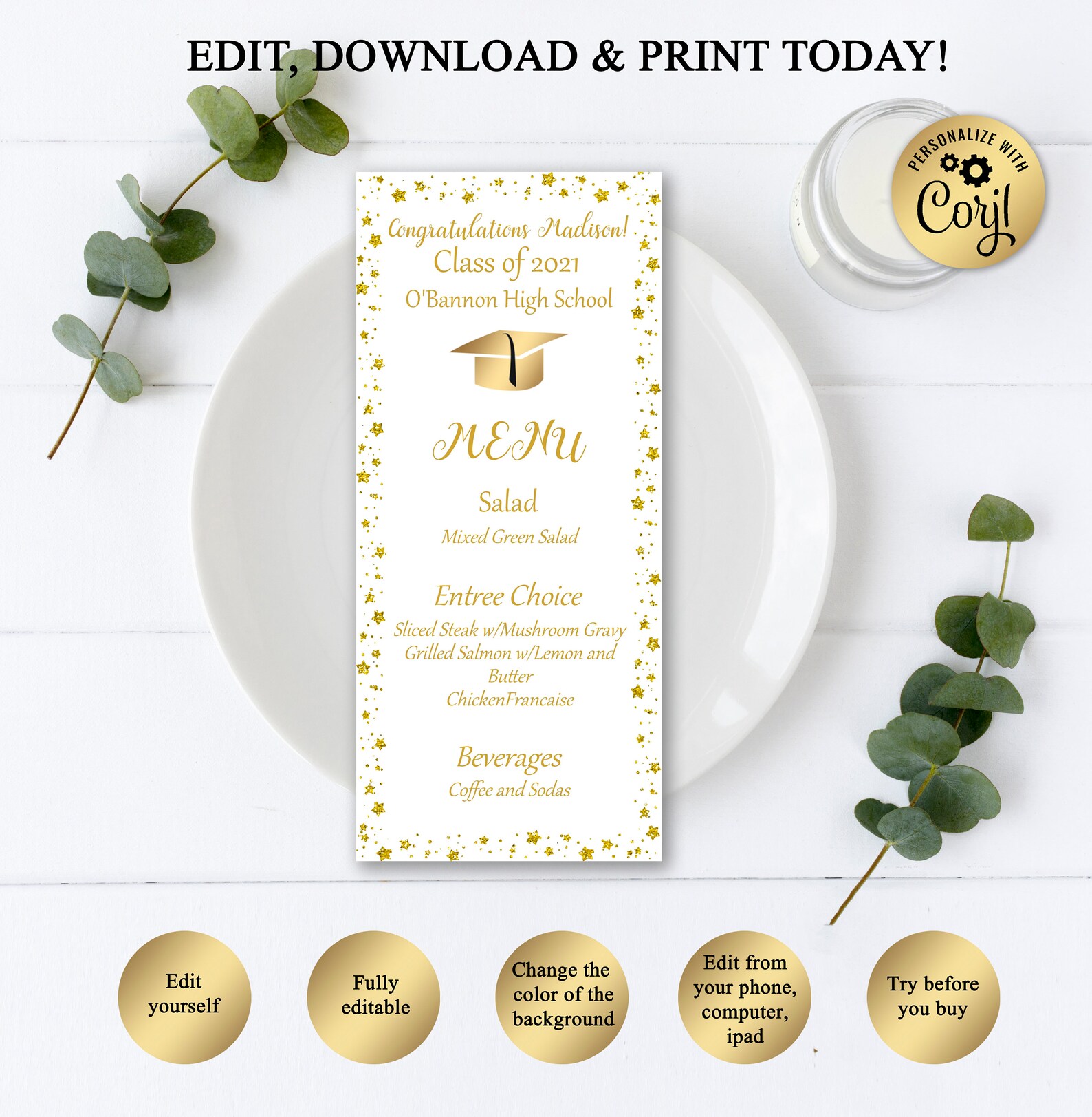 Printable Menu, Graduation Menu, Graduation Decoration, Diamonds ...