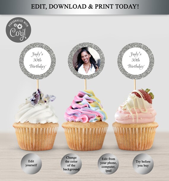 Cupcake Toppers Round Labels Round Stickers White and - Etsy