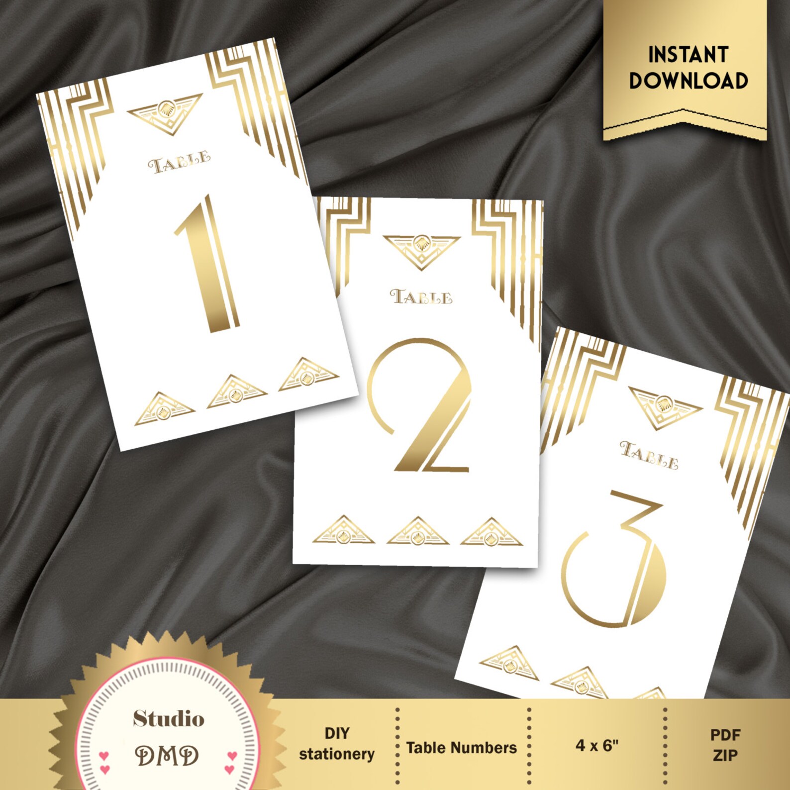 Great Gatsby Art Deco Table Cards Table Numbers Table - Etsy