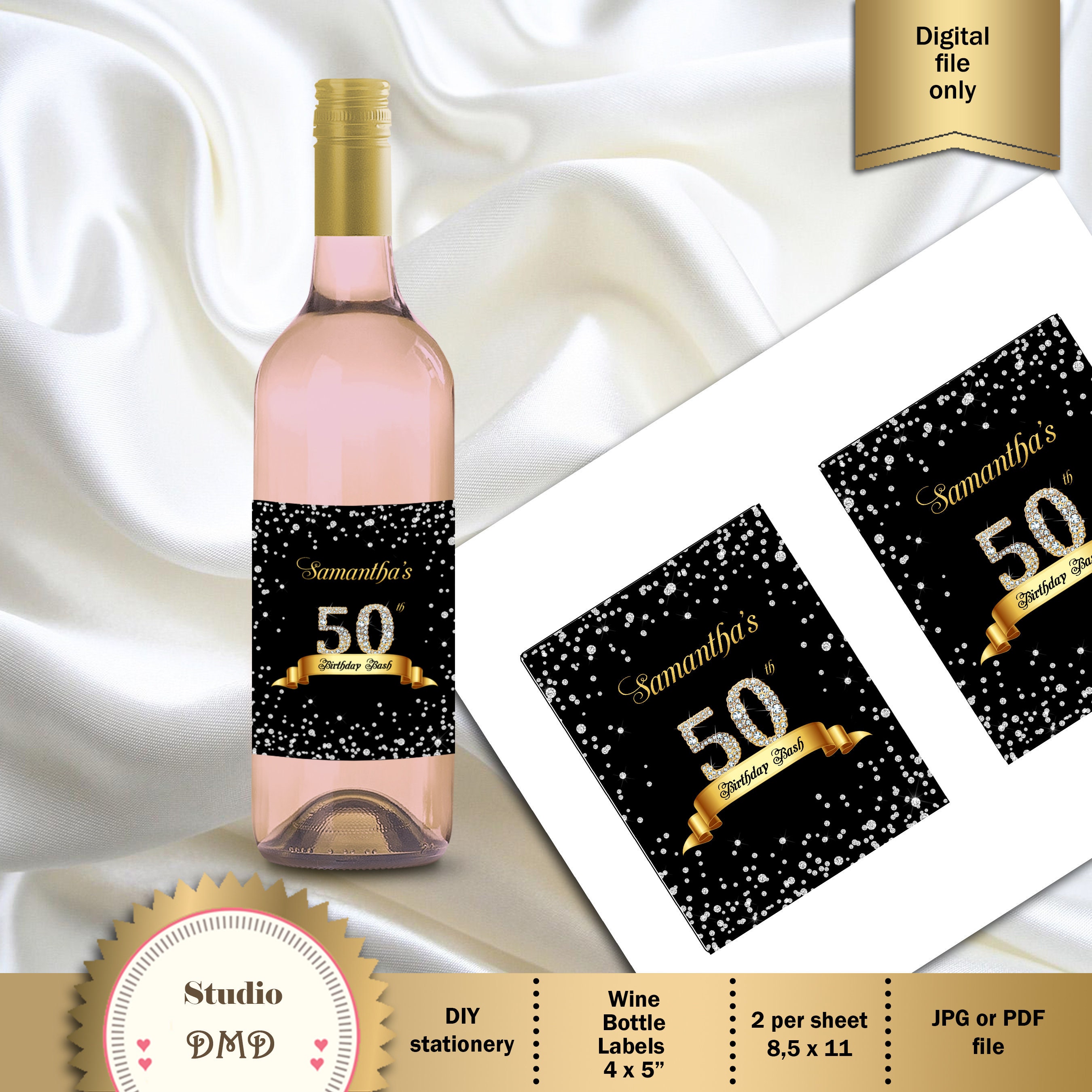 Printable Wine or Champagne Bottle Labels 4 X 5 - Etsy