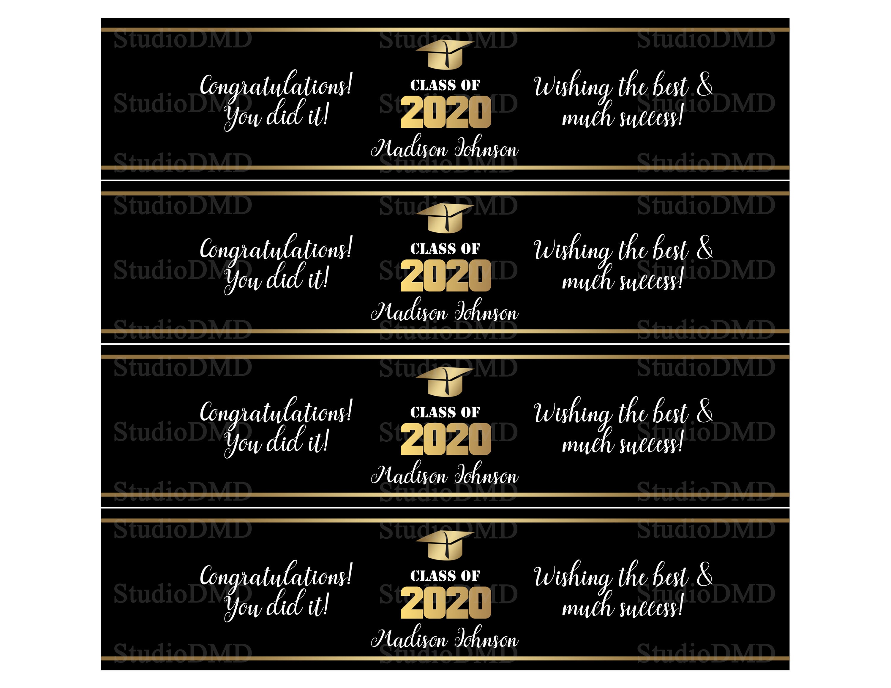 Graduation Party Water Bottle Labels Class of 2020 Party | Etsy