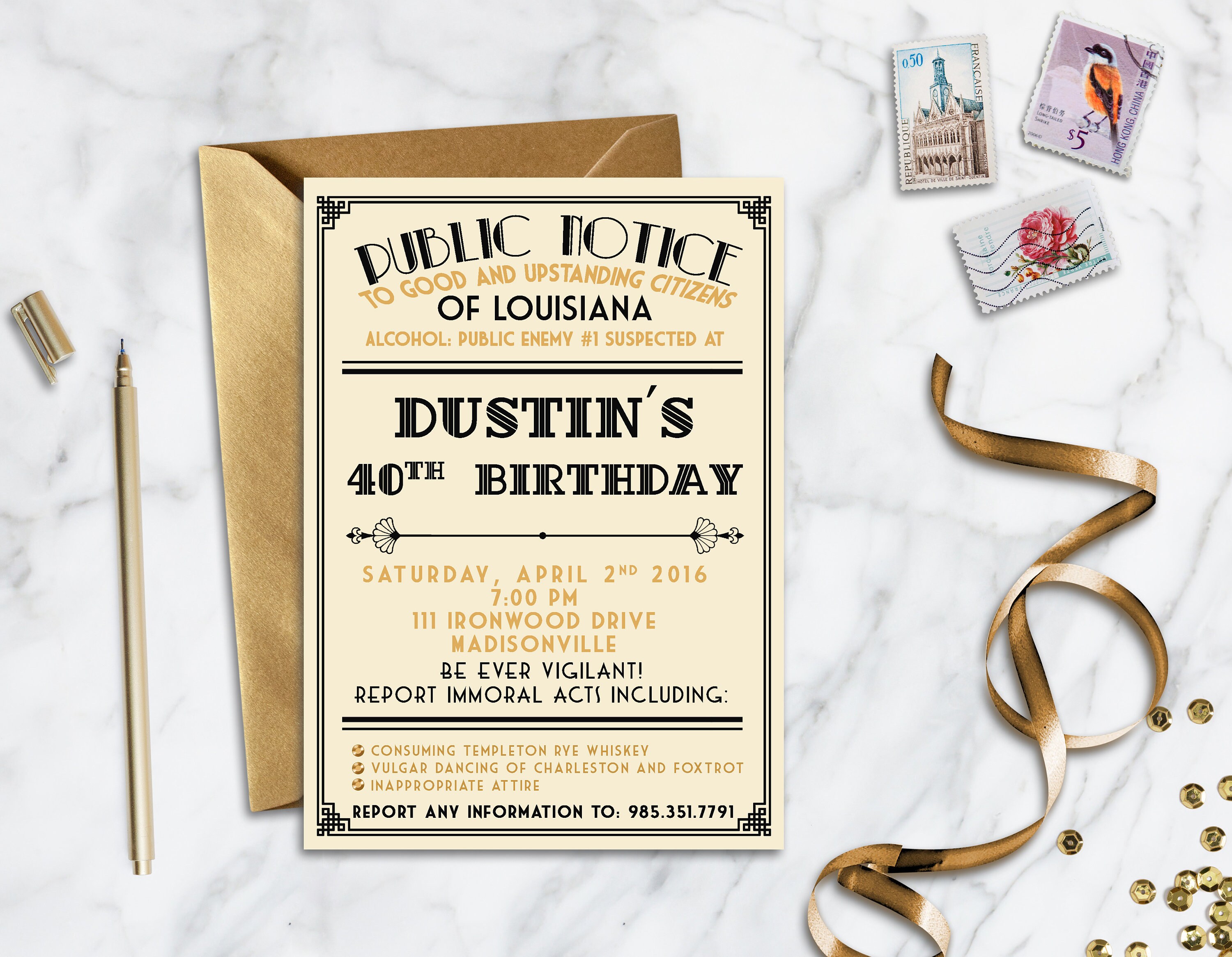 Speakeasy Party Invitation Wording