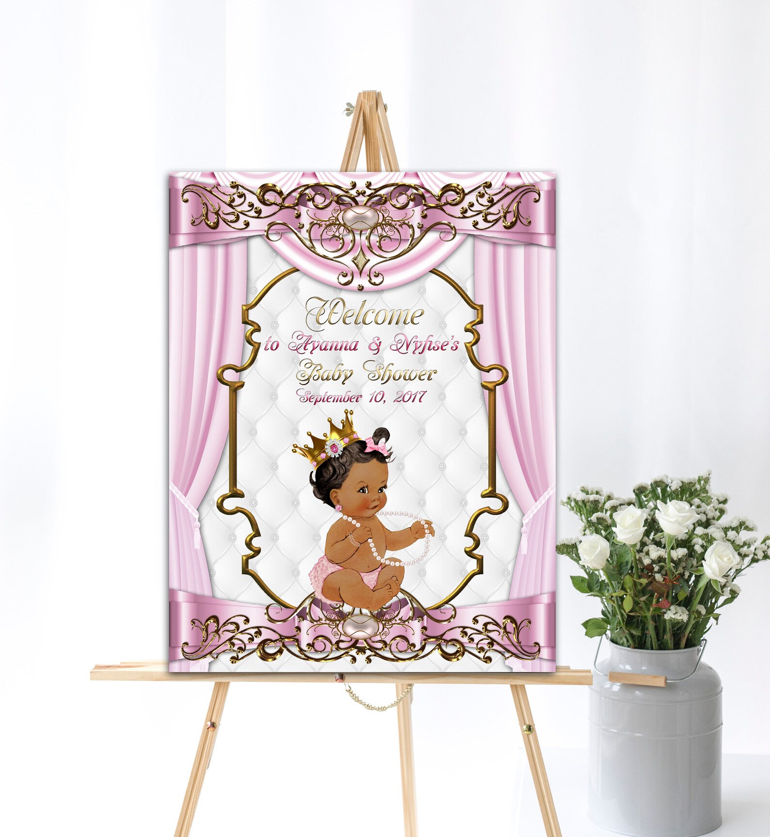 Printable Welcome Baby Sign or Backdrop Baby Girl Little - Etsy