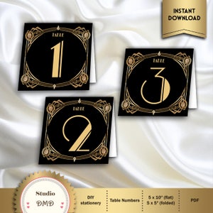 Great Gatsby Art Deco Table Cards, Table Numbers, Table Decoration ...