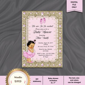 Ballerina Baby Shower Invitation, Tutu Baby Shower Invitation, Baby ...