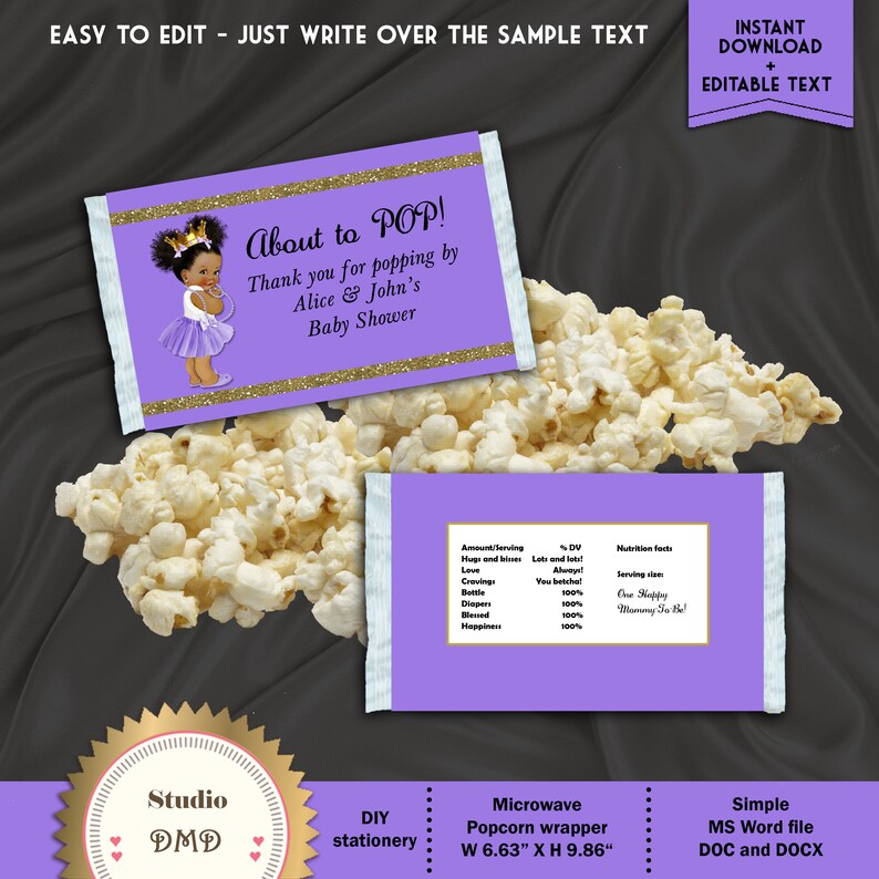 Printable Microwave Popcorn Wrapper Ready to Pop Little - Etsy