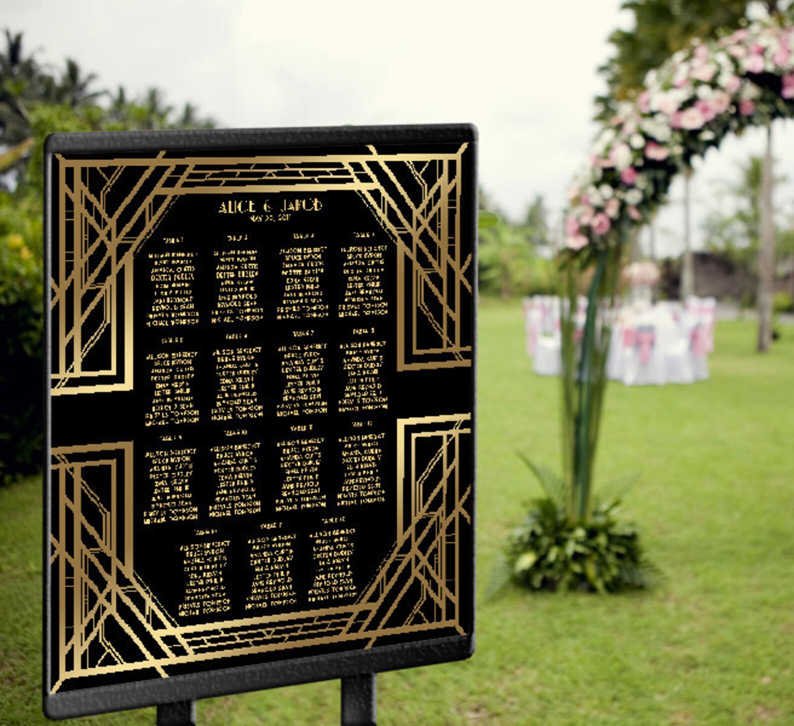 Printable Wedding Guest Seating Chart Seating List Art Deco - Etsy