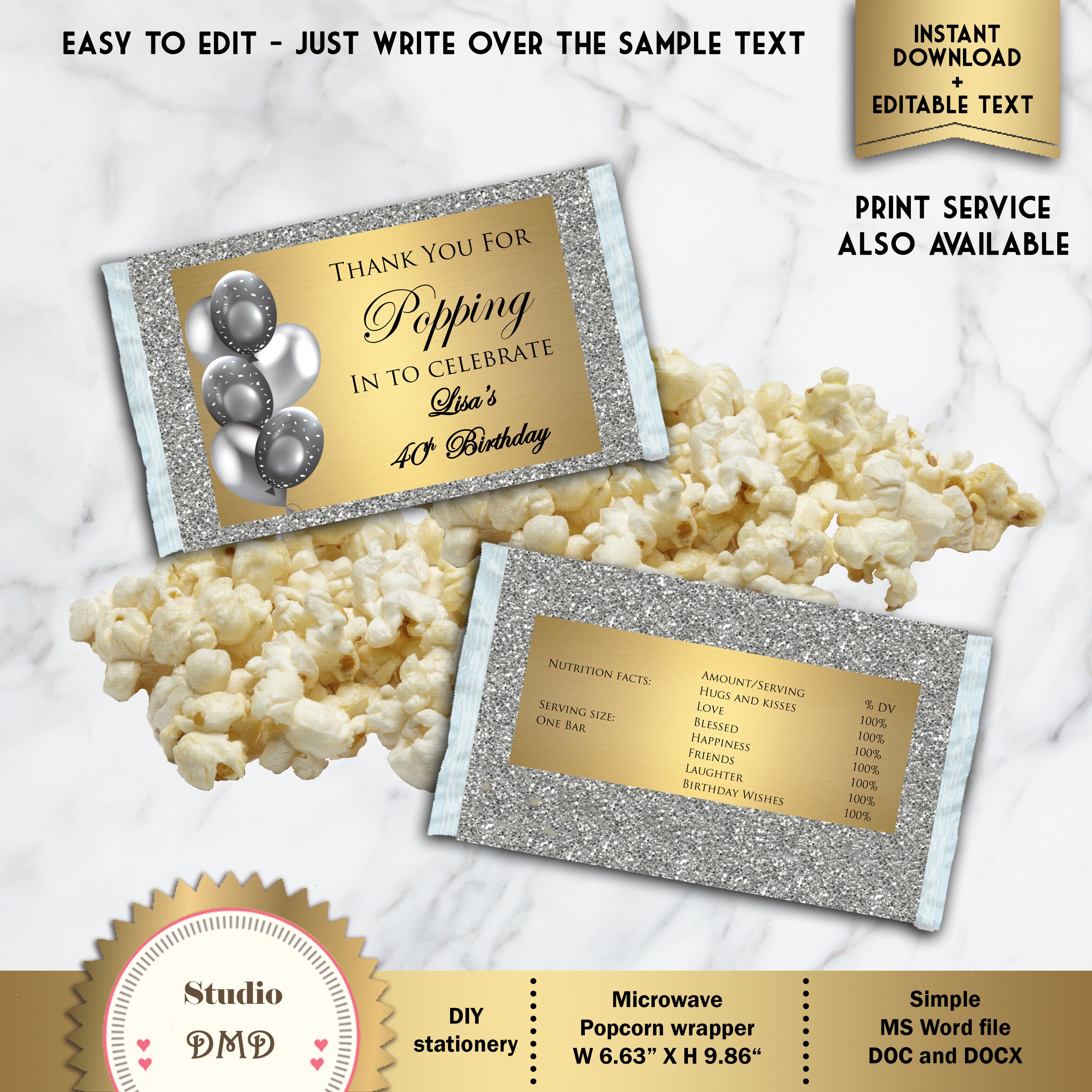 Microwave Popcorn Wrappers Printable