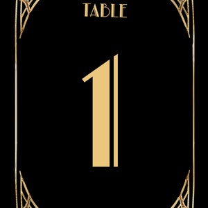 Great Gatsby Art Deco Table Cards, Table Numbers, Table Decoration ...