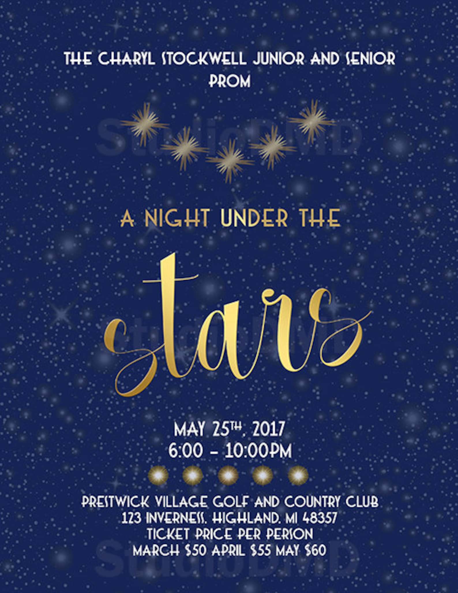 Printable Poster A Night Under the Stars Junior Prom Senior - Etsy