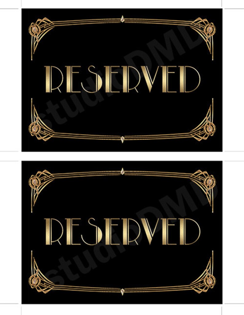 Great Gatsby Art Deco RESERVED Sign Wedding Signs | Etsy