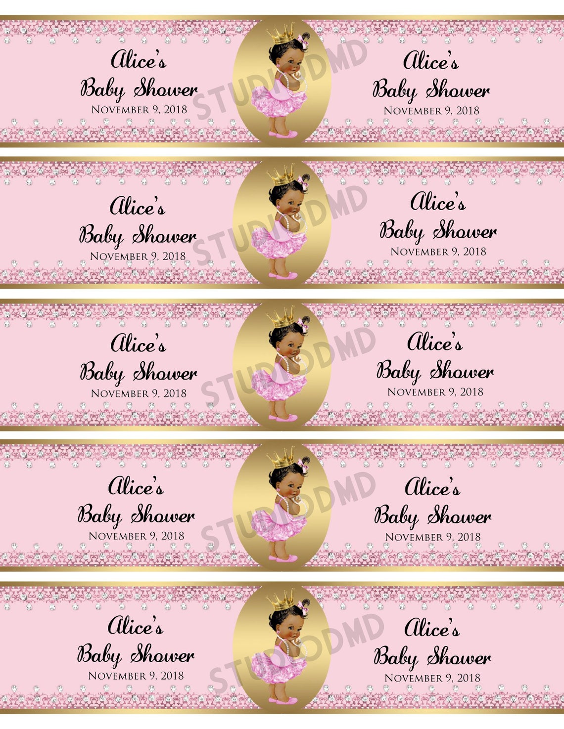 Printable Pink and Gold Baby Shower Water Bottle Labels Tutu | Etsy