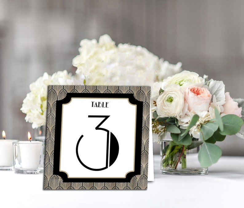 Great Gatsby Art Deco Table Cards Table Numbers Table | Etsy